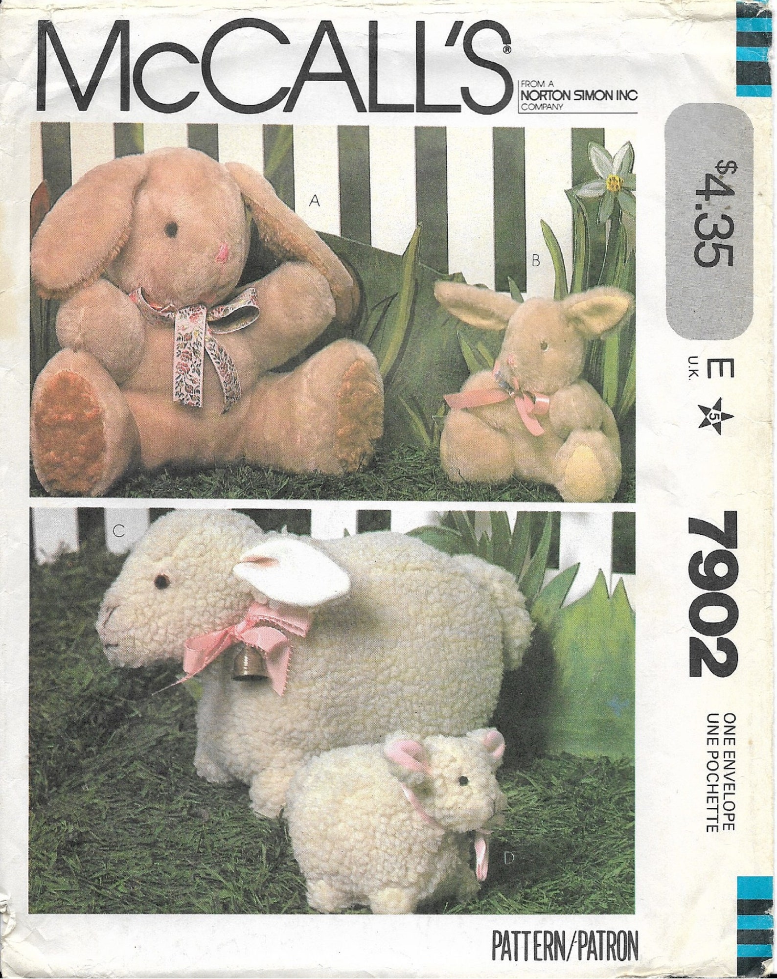 VINTAGE STUFFED ANIMALS Craft Patterns Stuffed Bunny Lamb in - Etsy