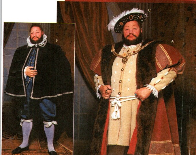 MEN'S RENAISSANCE TUDOR Costume Sewing Pattern, Chest Size 43 47 51 ...