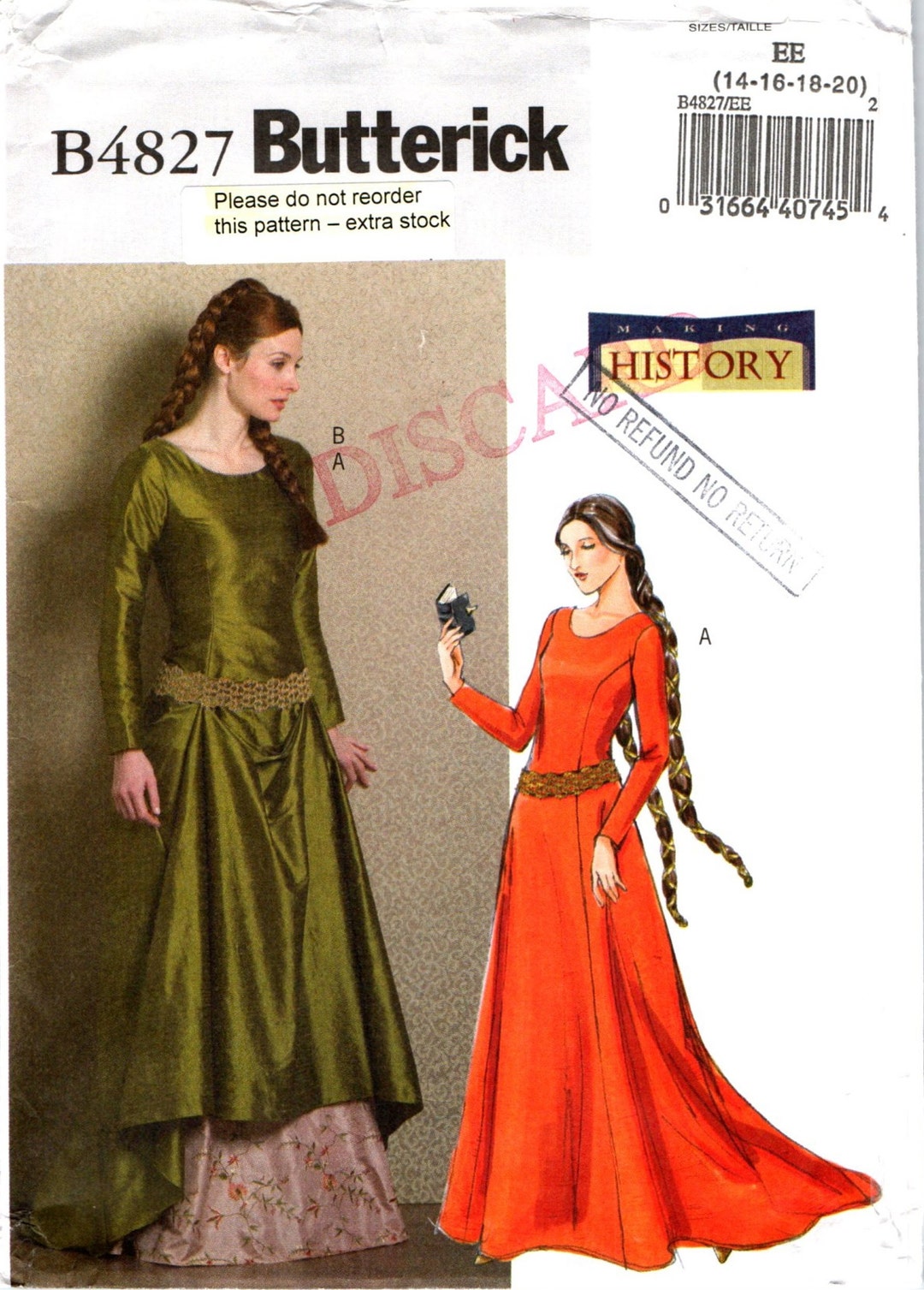Misses Medieval Times Middle Ages Dress Gown Costume Sewing Pattern ...