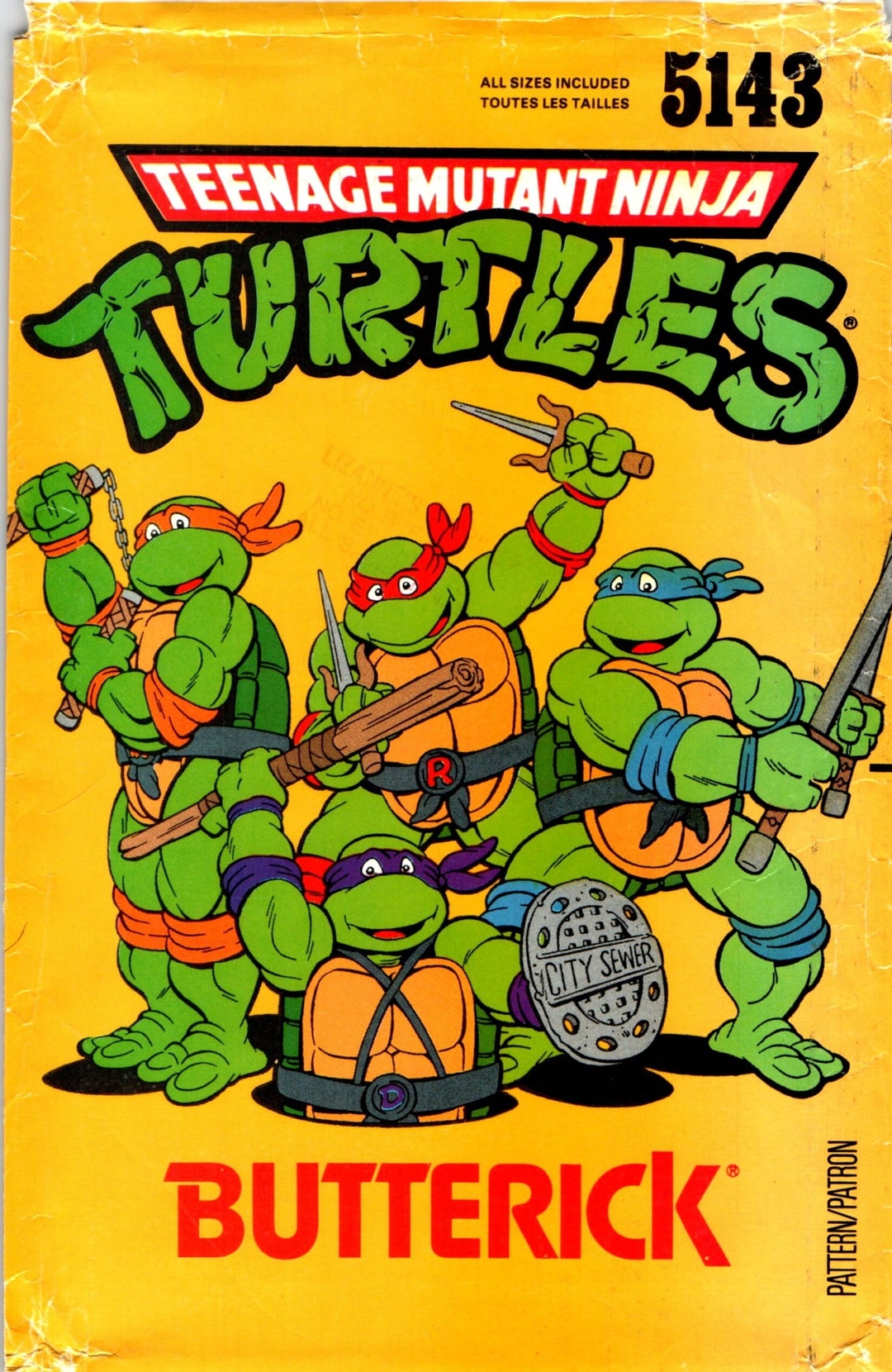 Teenage Mutant Ninja Turtles Costume Sewing Pattern for Kids Size 4 5 6 ...