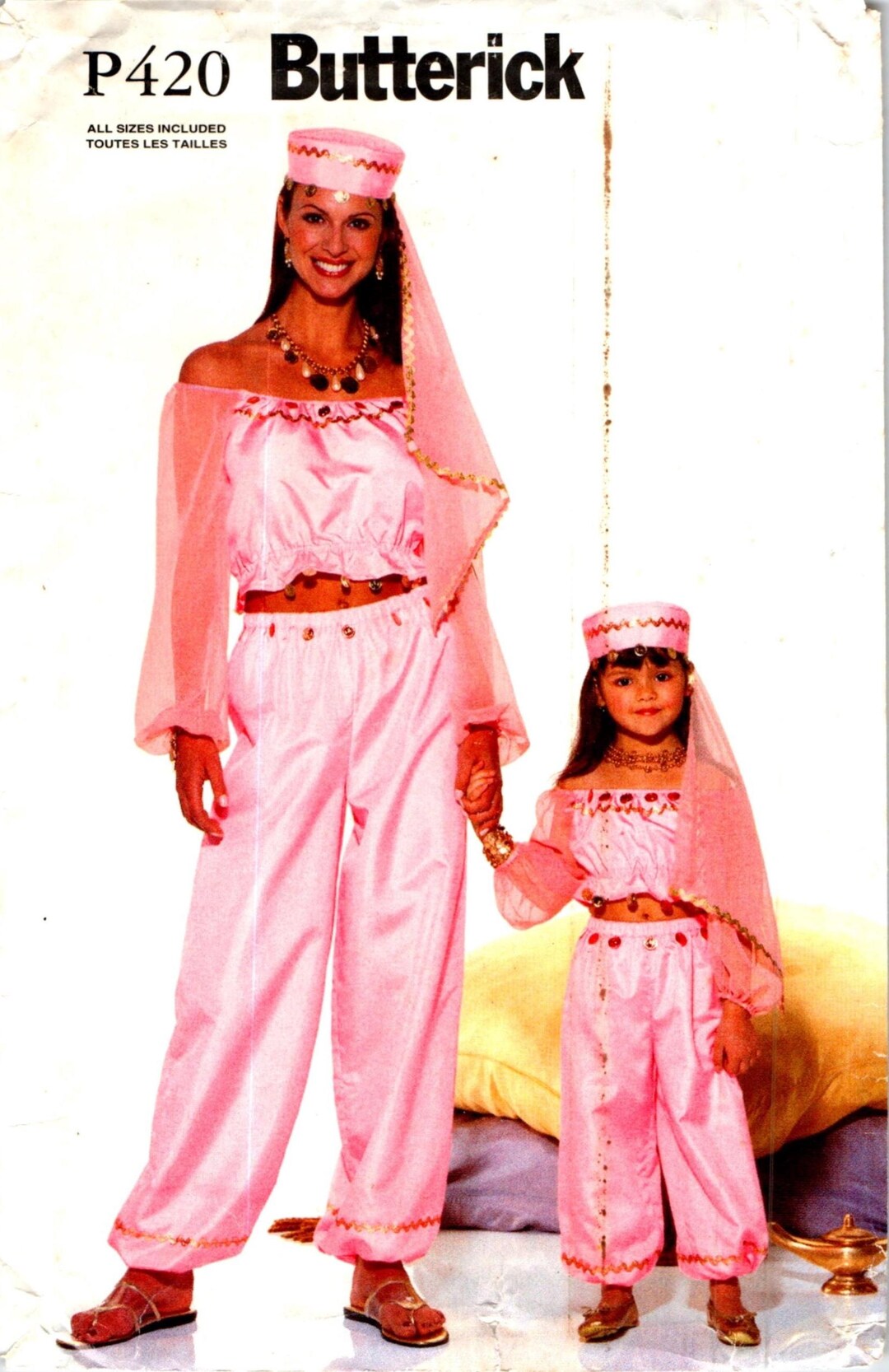 Genie Costume Sewing Pattern Adult & Child, Matching Mother Daughter ...