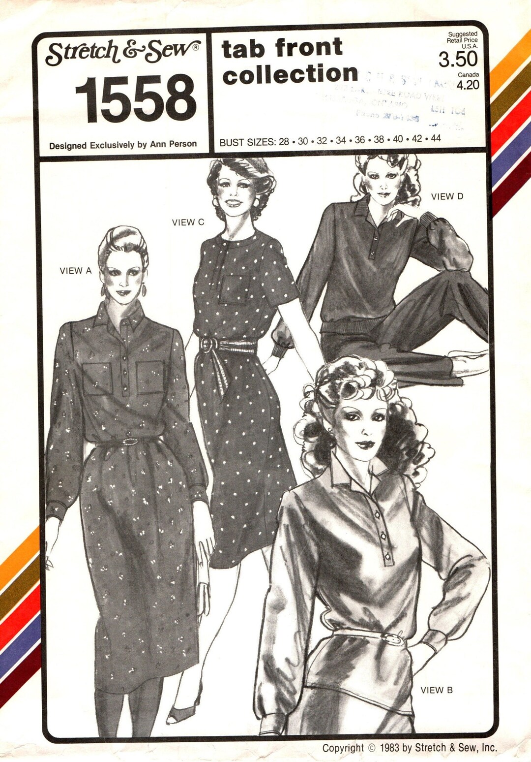 TAB FRONT DRESS / Tops Sewing Pattern Easy Stretch & Sew 1558, Women ...