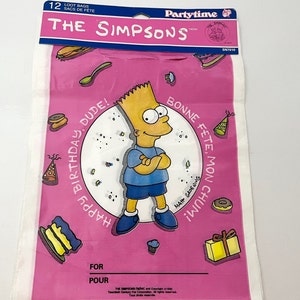 THE SIMPSONS Birthday Party Favors 1990 Large Lot Party for 6, Hats ...