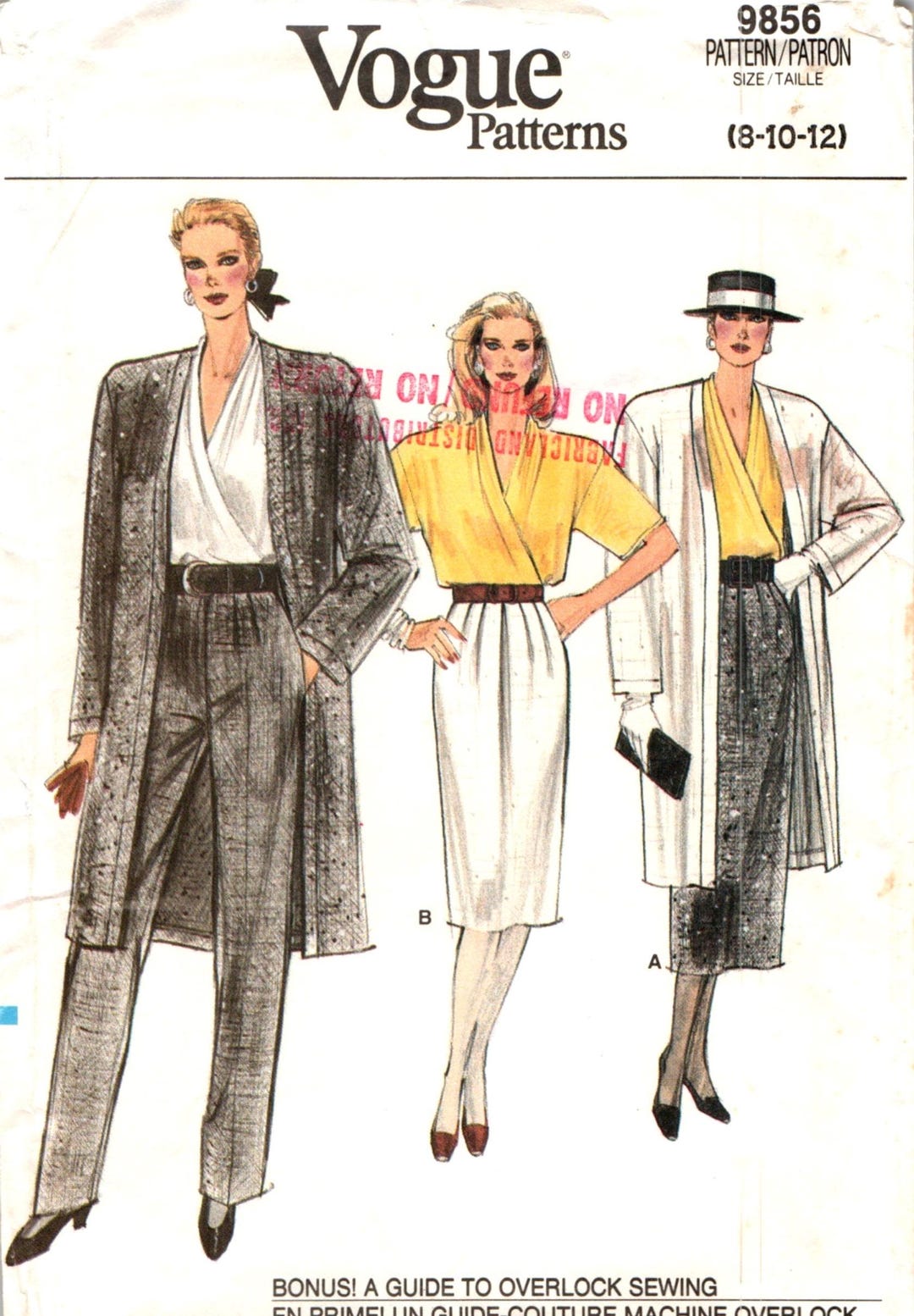 Vogue Sewing Pattern 9856 Above Mid-knee Jacket, Wrap Blouse, Straight ...