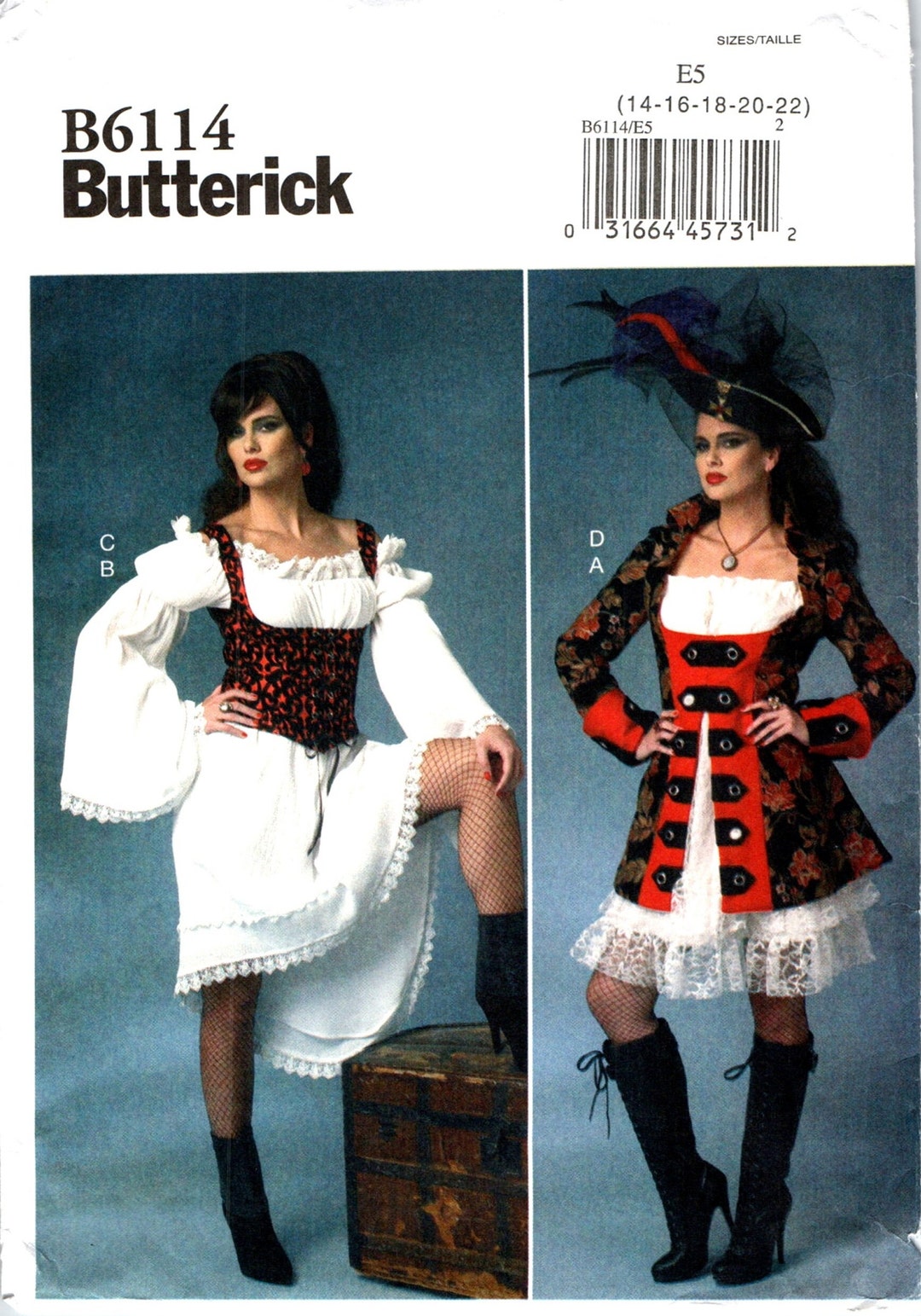 Adult Pirate, Bar Wench, Buccaneer Costume Sewing Pattern, Women Misses ...