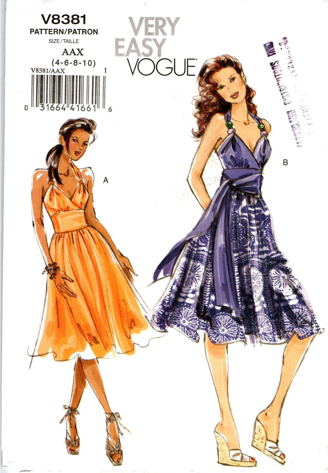 Very Easy Vogue V8381, Midriff Low Cut Dress Sewing Pattern With ...