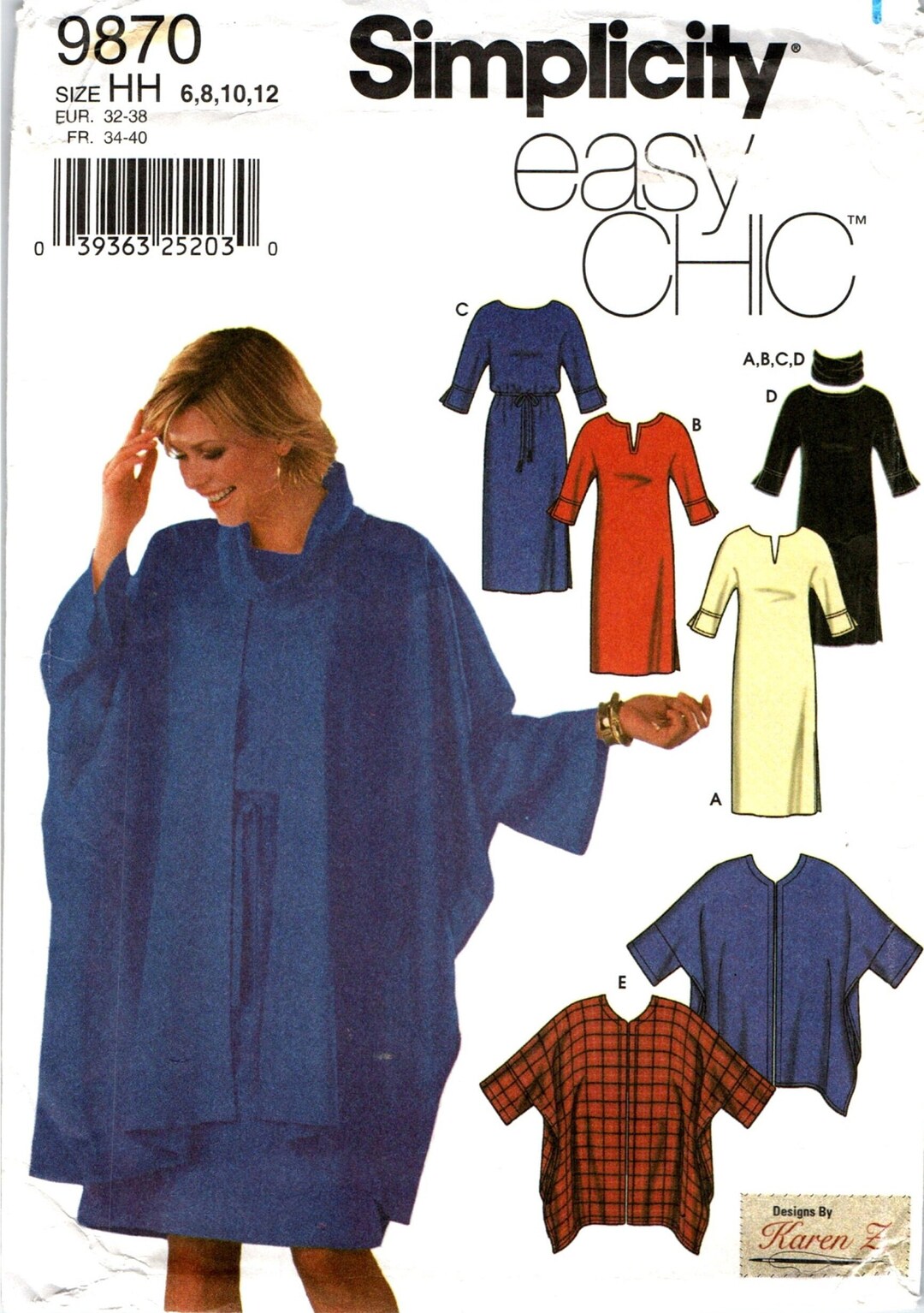 Cape and Pullover Dress Sewing Pattern in 2 Lengths for Women Misses ...