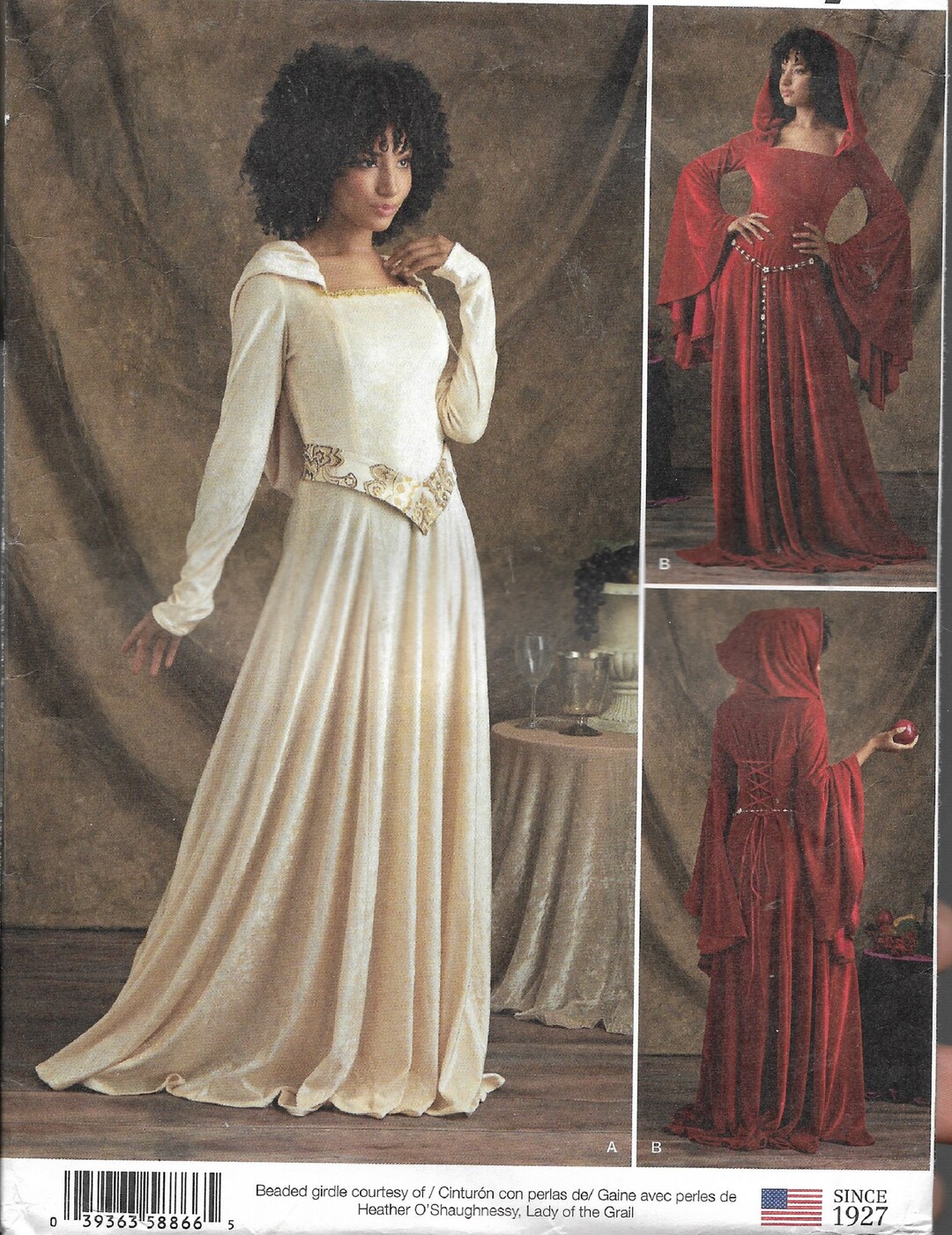 HOODED GOWN SEWING Pattern Medieval Renaissance Costume - Etsy