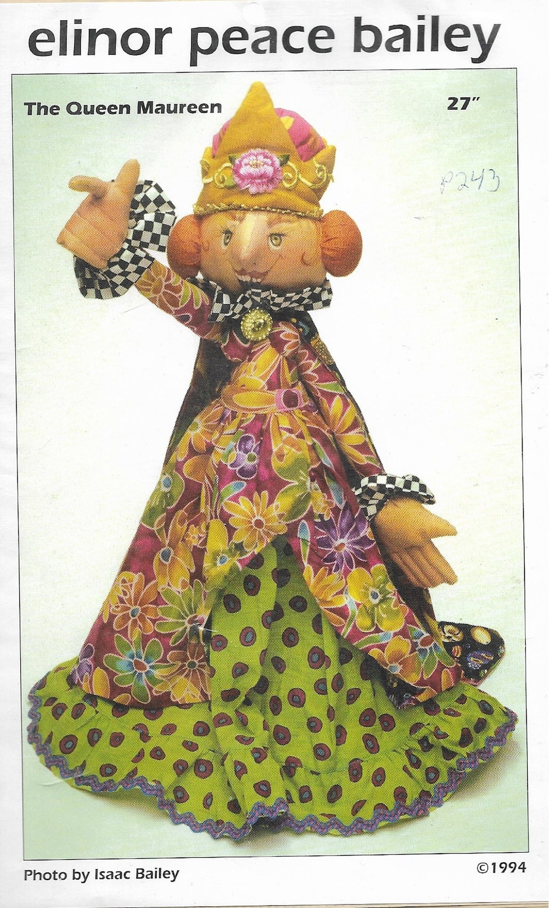 ELINOR PEACE BAILEY Doll Craft Sewing Pattern, the Queen Maureen, 27 ...