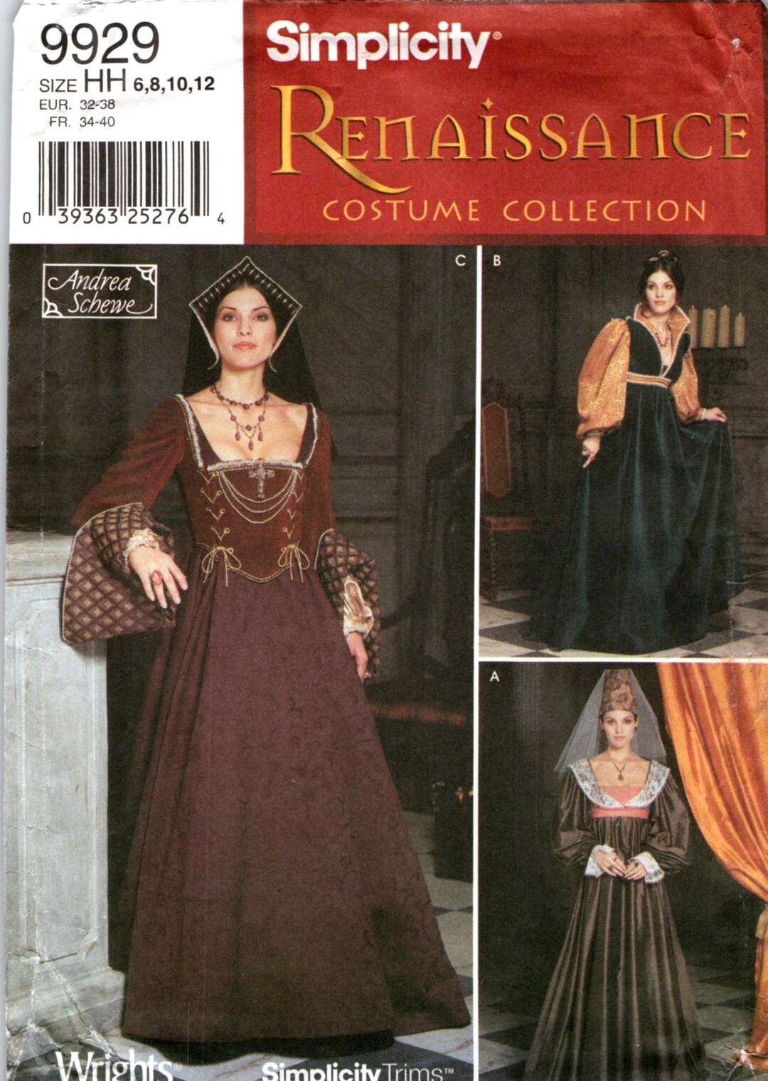 Medieval Renaissance Costume Pattern, Sizes Small & Medium 6 8 10 12 ...