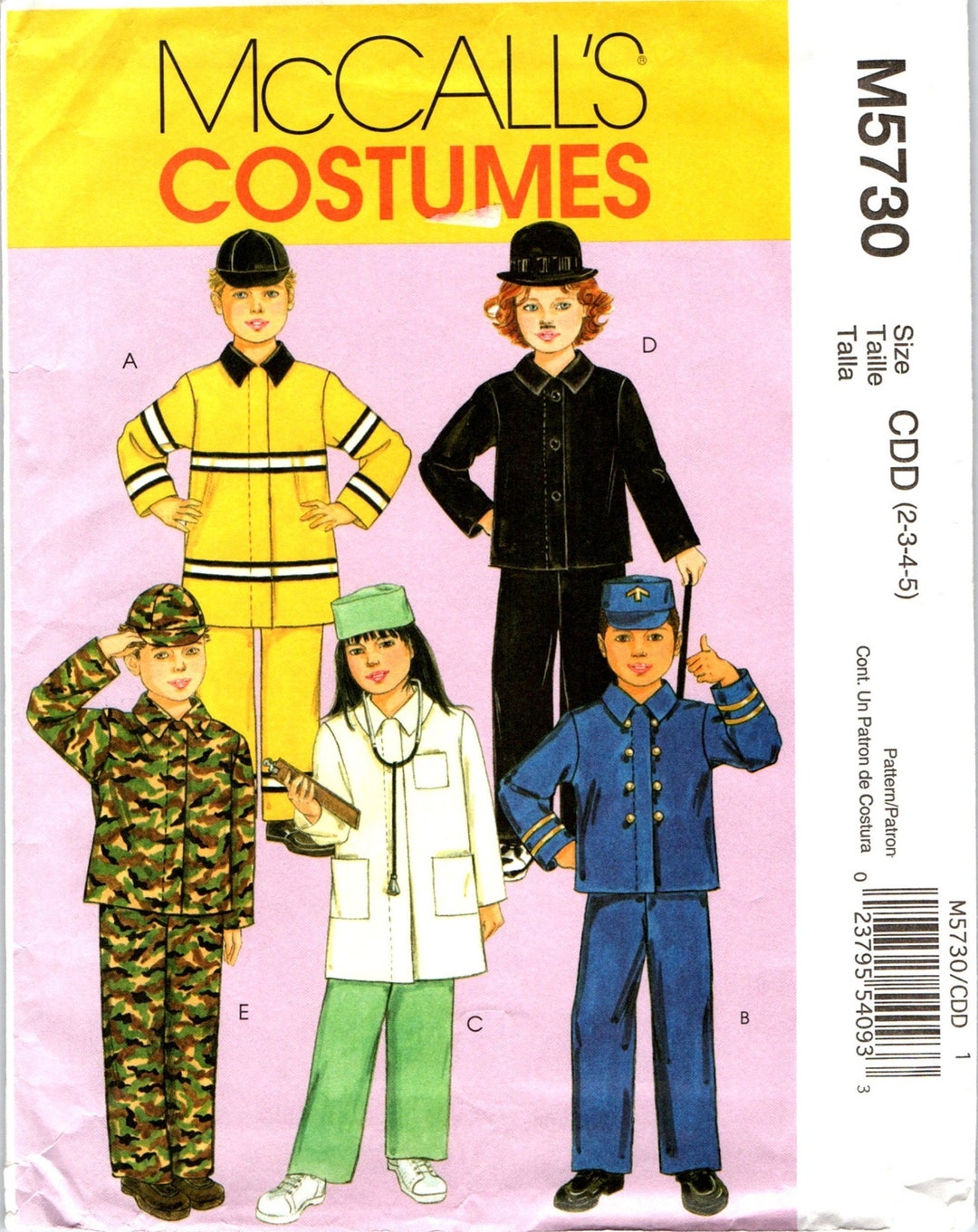 Kids Toddler Uniform Costume Sewing Pattern Girl Boy Size 2 3 4 5 GI ...
