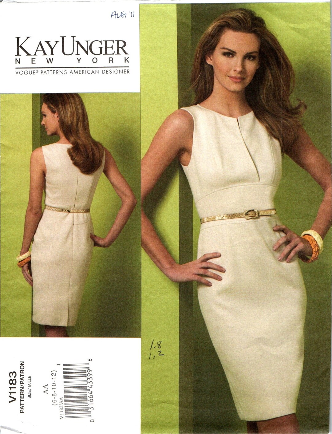 DESIGNER KAY UNGER New York, Fitted Lined Midriff Dress Sewing Pattern ...