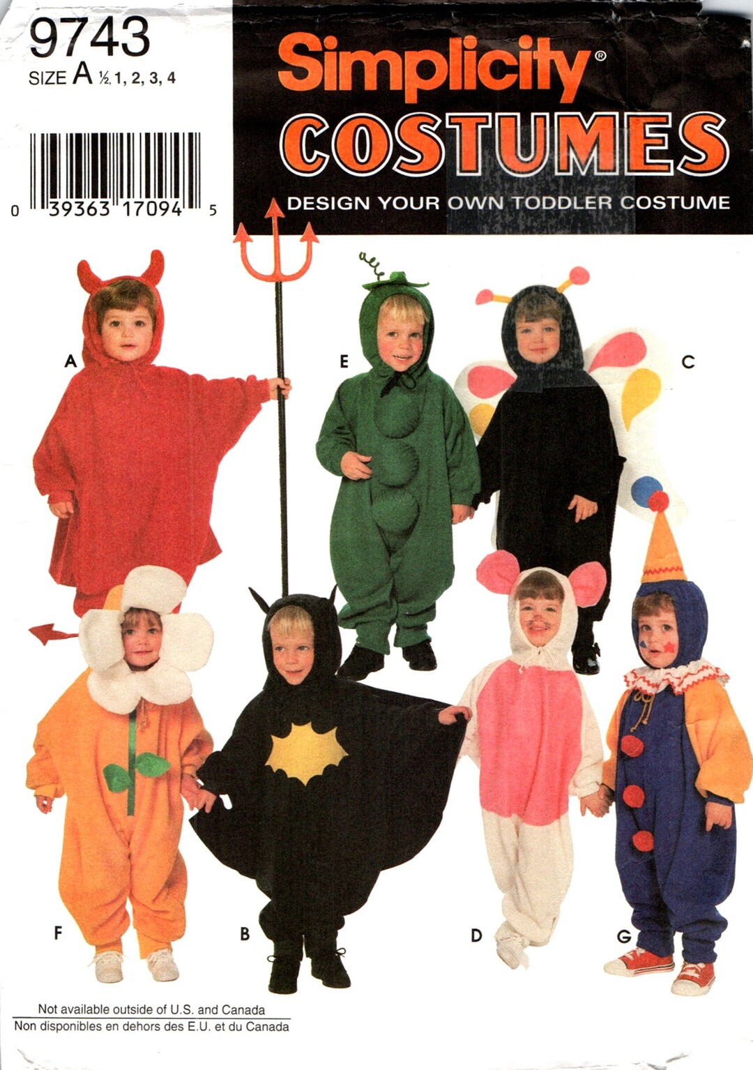Simplicity Costumes for Kids Sewing Pattern 9743 Boys Girls Toddler ...