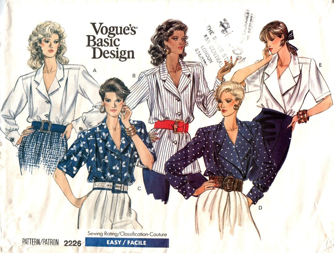 Front and Back Pleated Wrap Blouse Shirt Tops Sewing Pattern, Misses ...