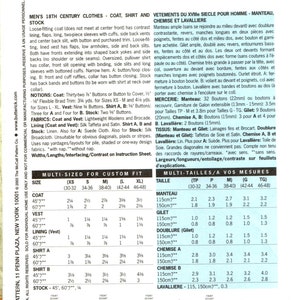 18TH Century Colonial Men's Fashion Costume Sewing Pattern, Size 42 44 ...