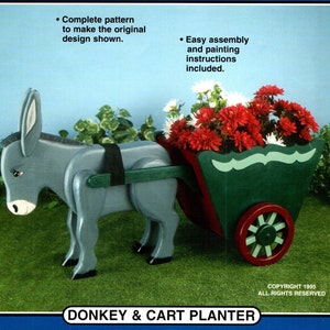 Donkey and Cart Planter Woodcraft Pattern, Full-size Pattern, Easy Assembly, Painting ...