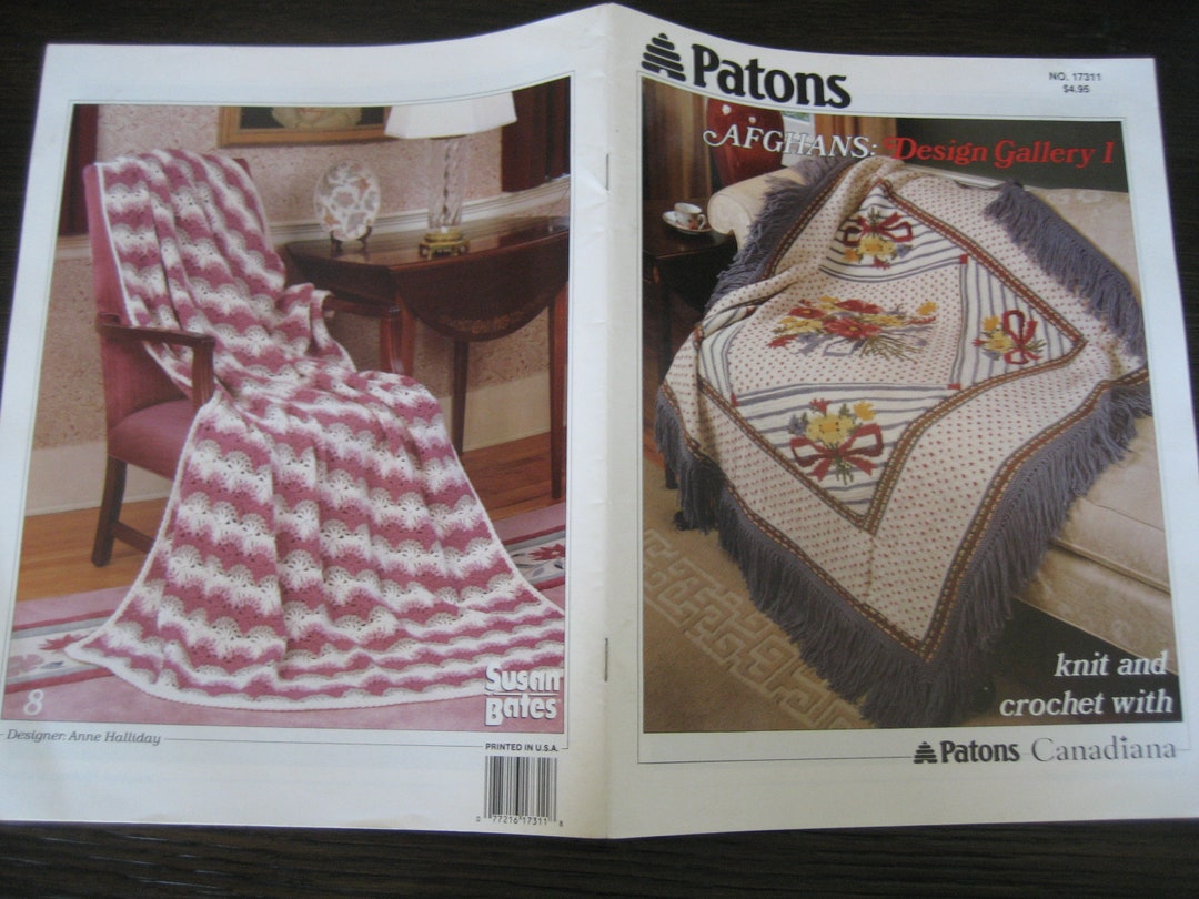 KNIT and CROCHET Afghan Patterns by Susan Bates, Patons Design Gallery ...