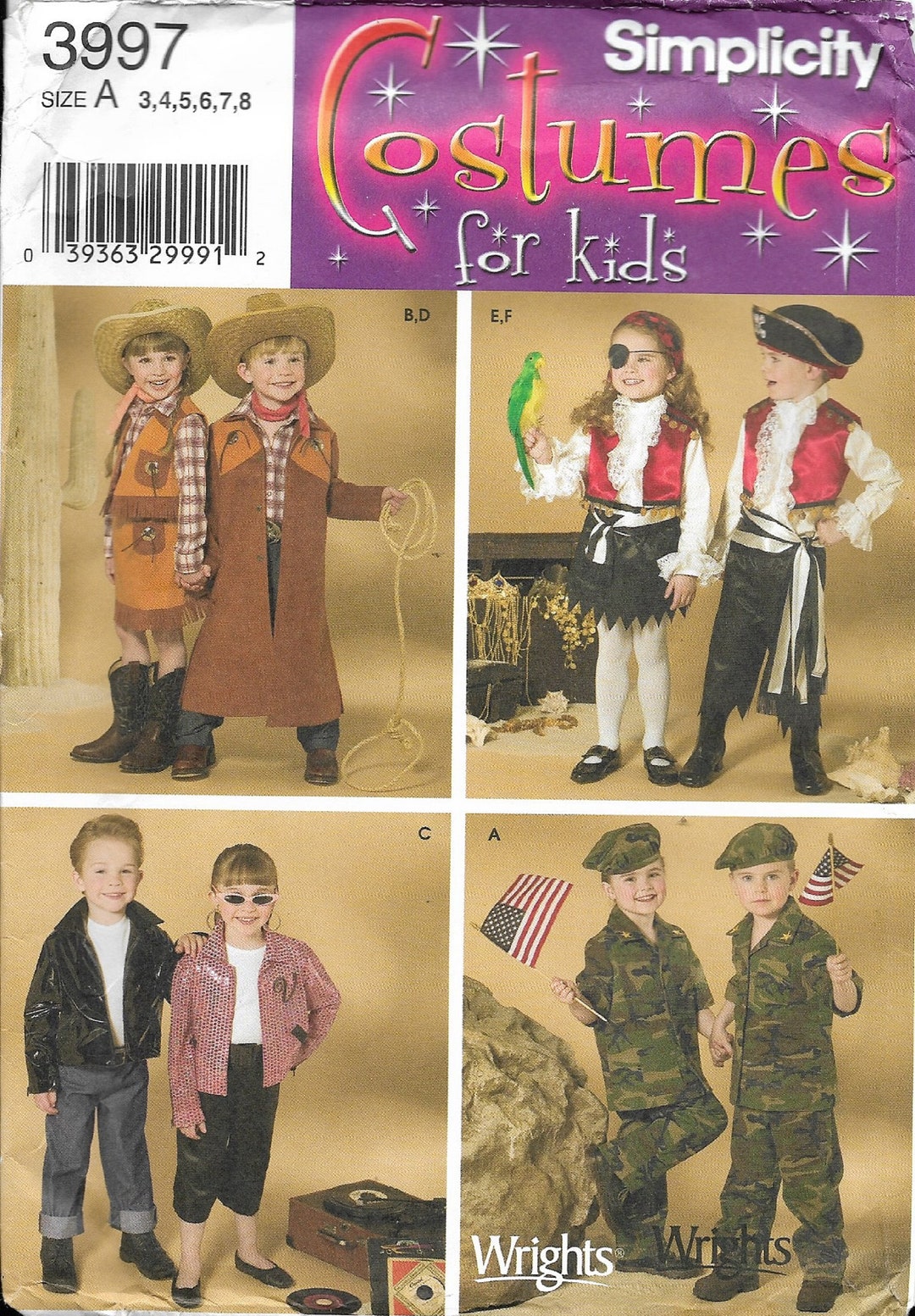 KIDS Simplicity Costume Sewing Pattern 3997 Boys Girls Size 3 - Etsy