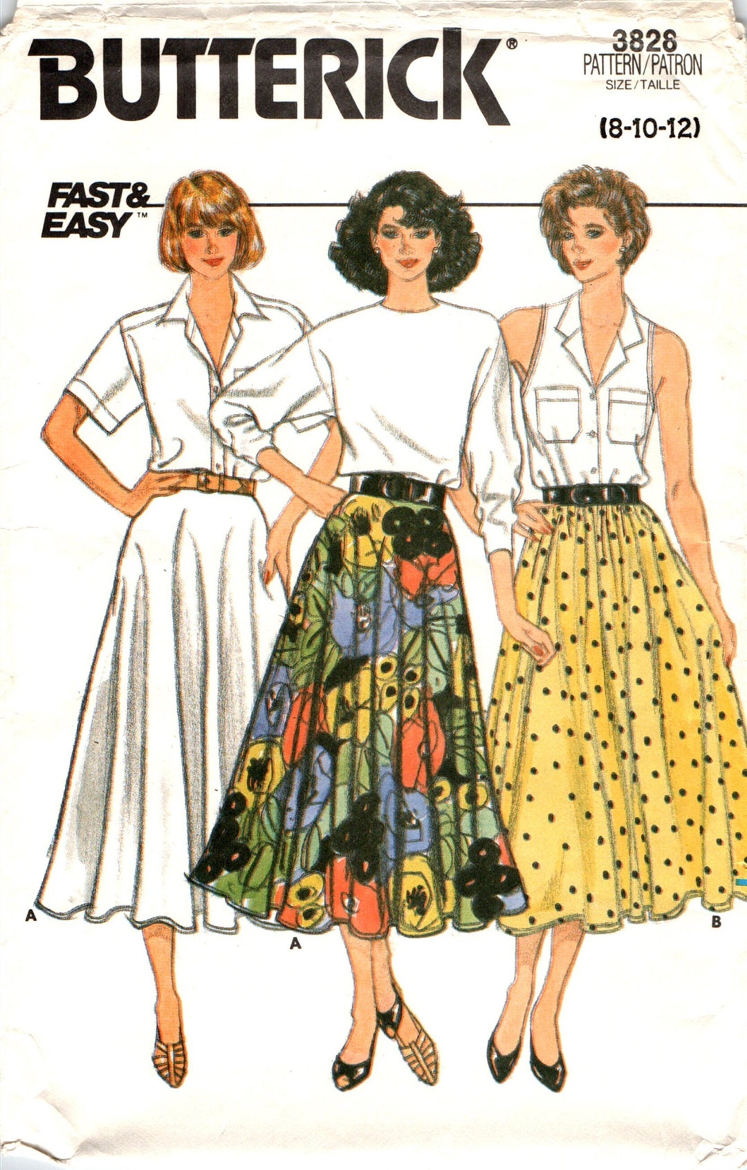 Full Circular Skirt Sewing Pattern, Misses Women Size 8 10 12, Fast and ...