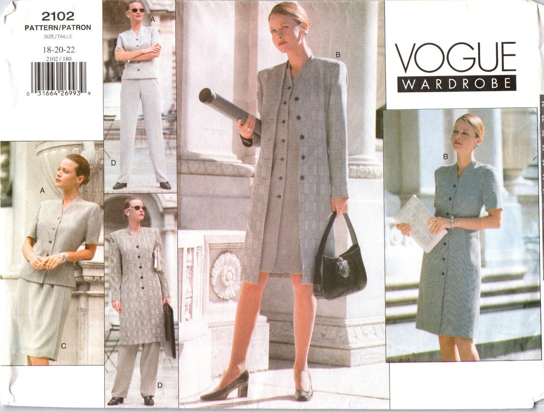 Very Easy Vogue Wardrobe Office Professional Wear Sewing Pattern 2102 ...