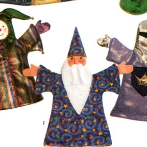 Hand Puppets Craft Sewing Pattern, Dragon Knight Wizard King Jester ...