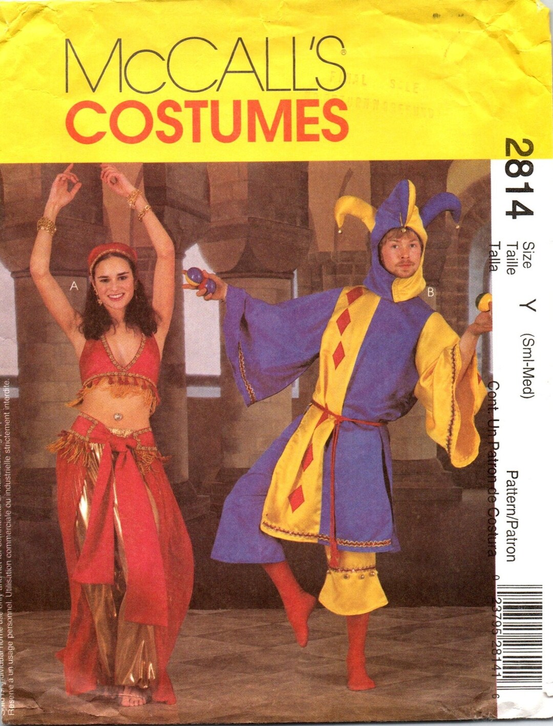 Belly Dancer & Jester Costume Sewing Pattern, Simplicity 2814, Bust ...
