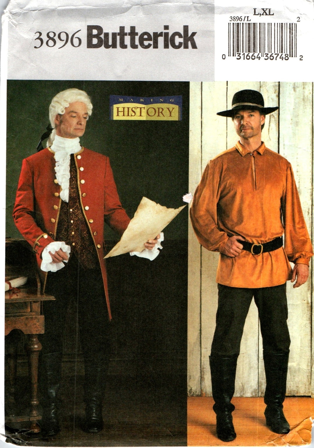 18TH Century Colonial Men's Fashion Costume Sewing Pattern, Size 42 44 ...