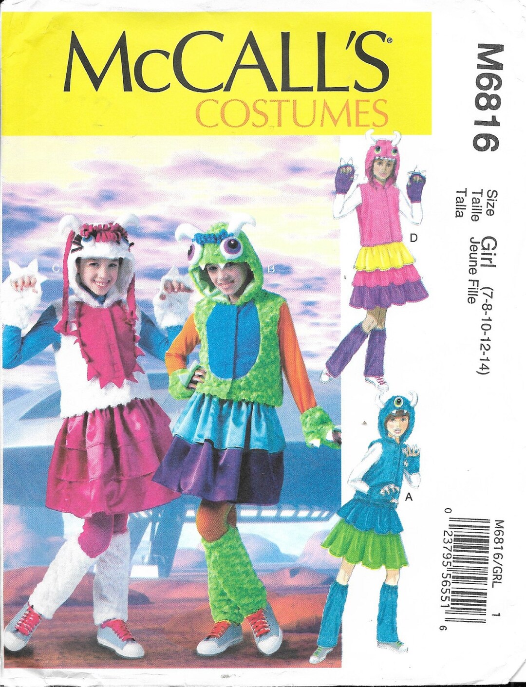 MONSTER COSTUME MAKING Sewing Pattern Girl Size 7 8 10 12 14 - Etsy