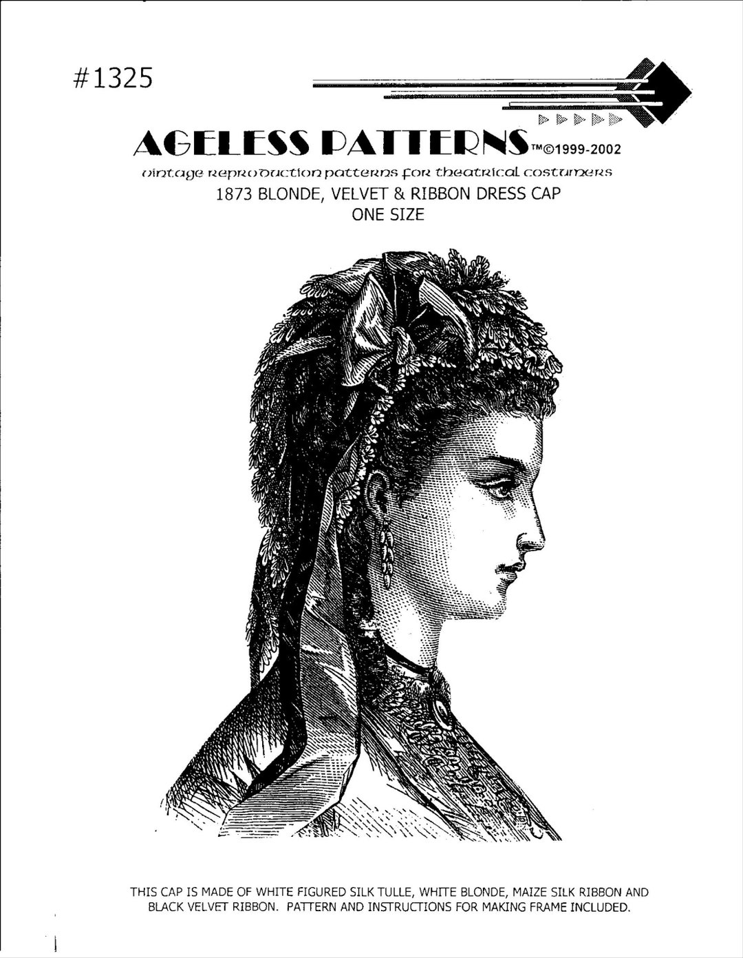 AGELESS PATTERNS CAP Hat, 1873 Blonde, Velvet Dress Cap, Vintage ...