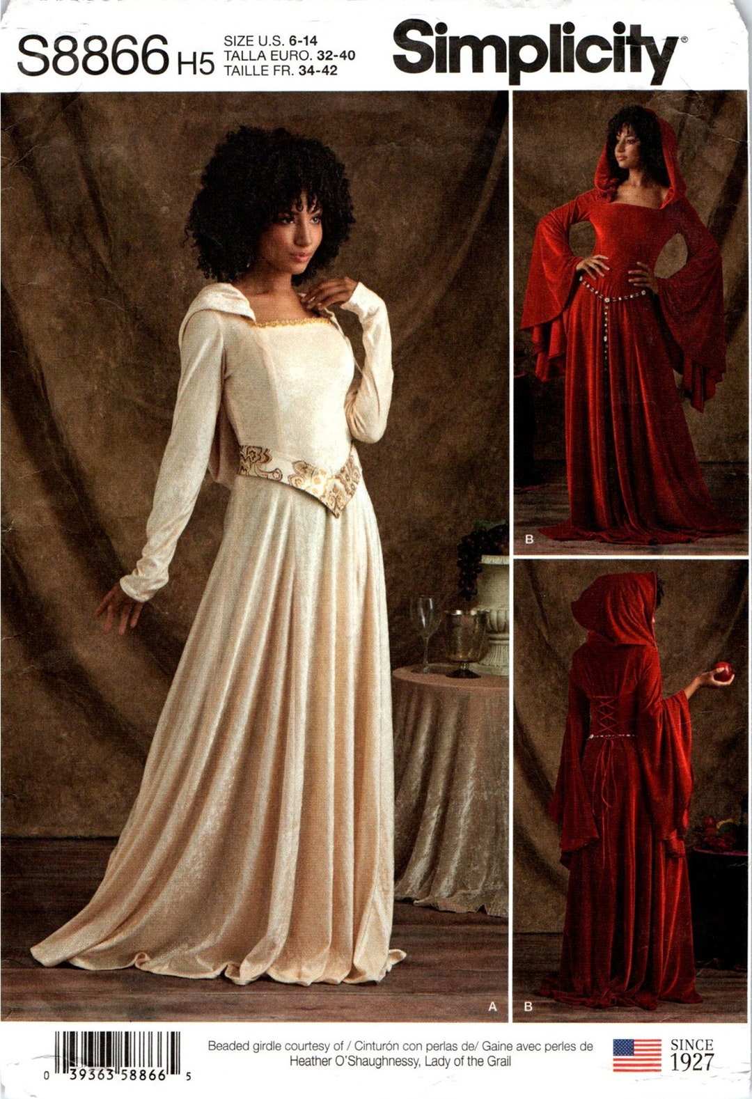 HOODED GOWN SEWING Pattern, Medieval Renaissance Costume Pattern ...
