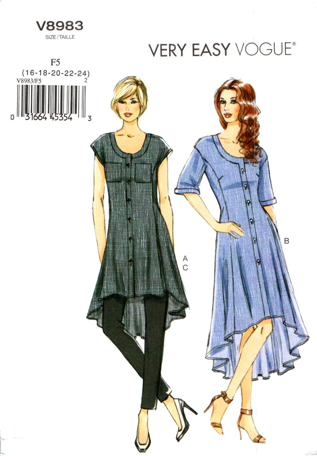 Very Easy Vogue V8983 Sewing Pattern, TUNIC DRESS PANTS Patterns for ...