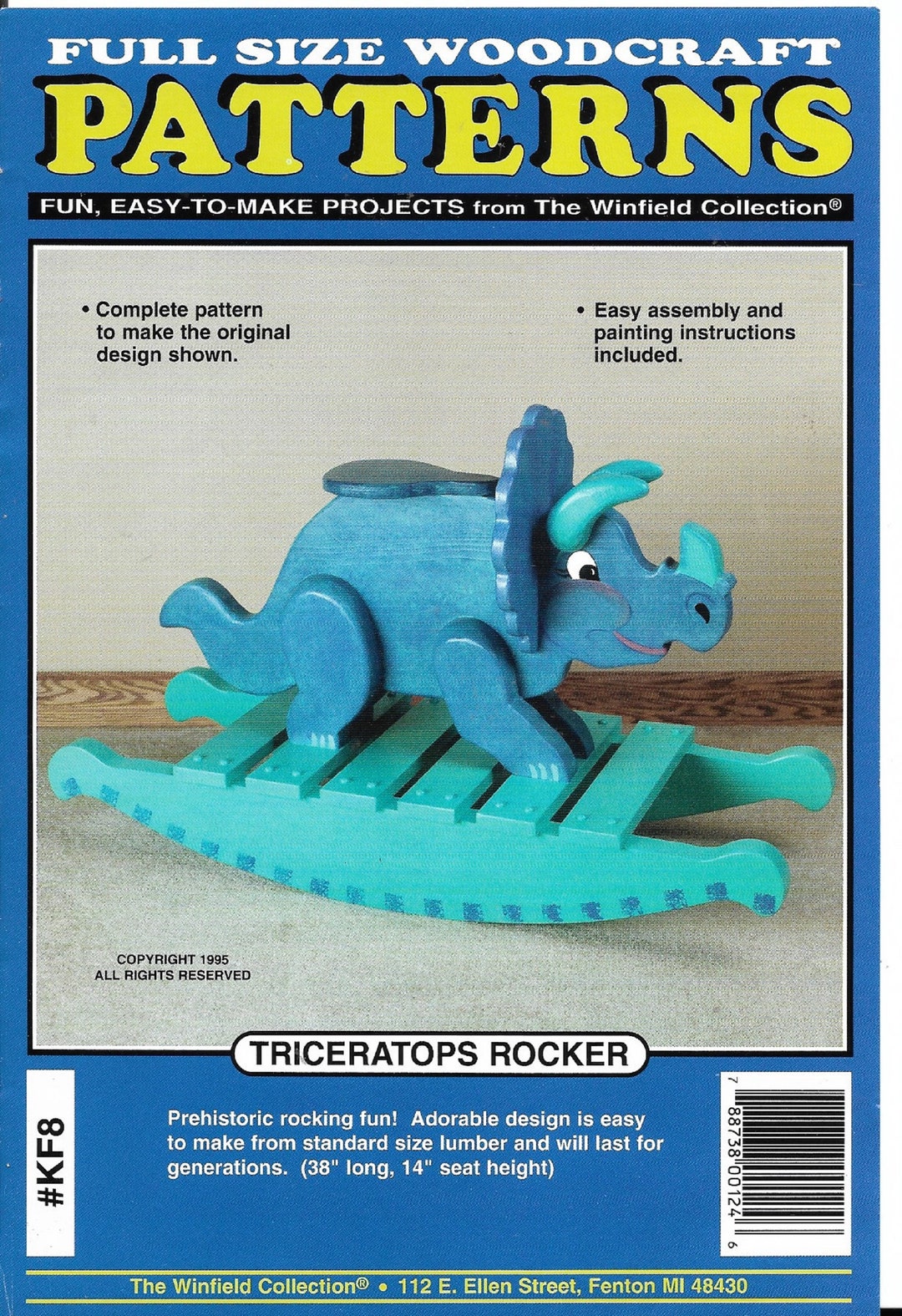 Kids TRICERATOPS ROCKER WOODCRAFT Wood Pattern Full-size - Etsy