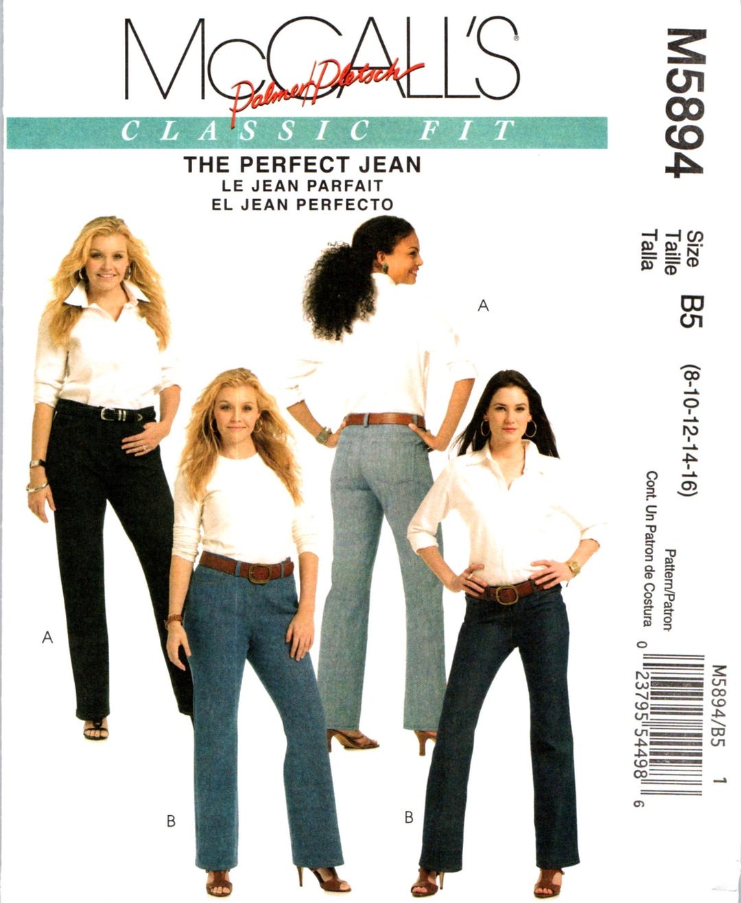 Sewing Patterns Jeans Pants Size 8 10 12 14 16, Palmer Pletsch Classic ...