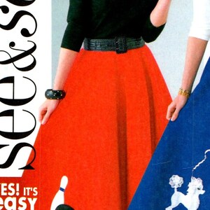 50s DINER WAITRESS Poodle and Bowling Pin/ball Skirt Costume Sewing ...