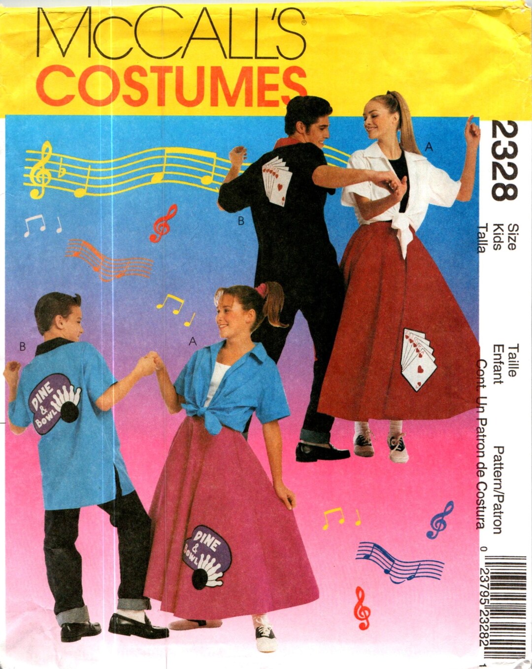 UNISEX KIDS 50's COSTUME Sewing Pattern, Dance, Car Hop, Diner Waitress ...