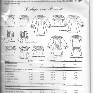 BISHOPS, BONNETS SMOCKING Pattern Baby Toddler 6M to 3 Years Multi ...