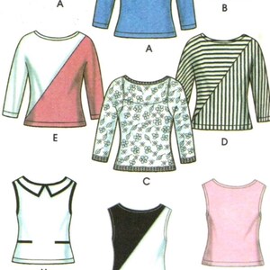 Easy 1 Hour Knit Tops Sewing Patterns for Women Misses Size 6 8 10 12 ...