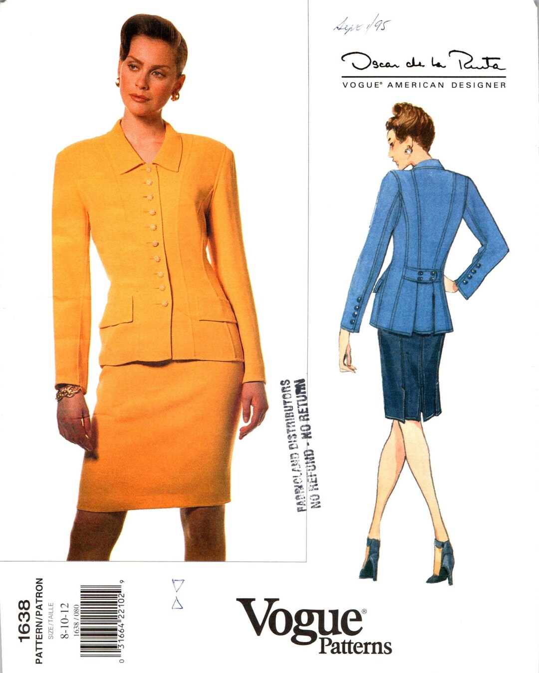 Vogue Jacket and Skirt Sewing Pattern, OSCAR De La RENTA, American ...