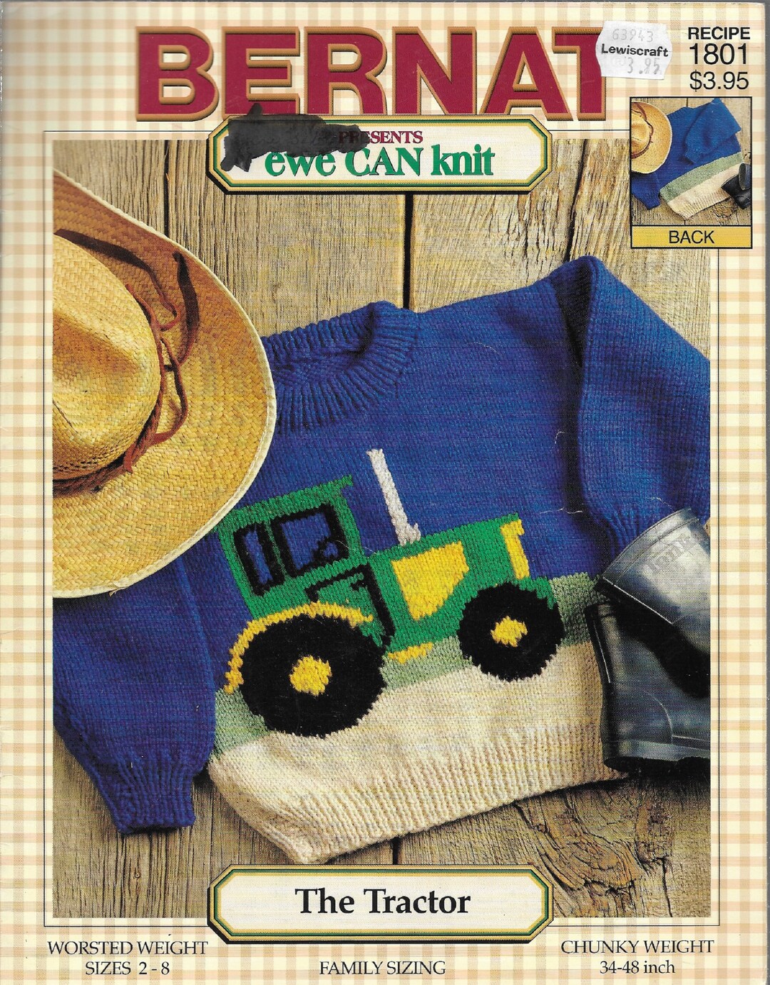 THE TRACTOR Knitting Graph Pattern Leaflet Bernat Ewe Can Knit - Etsy