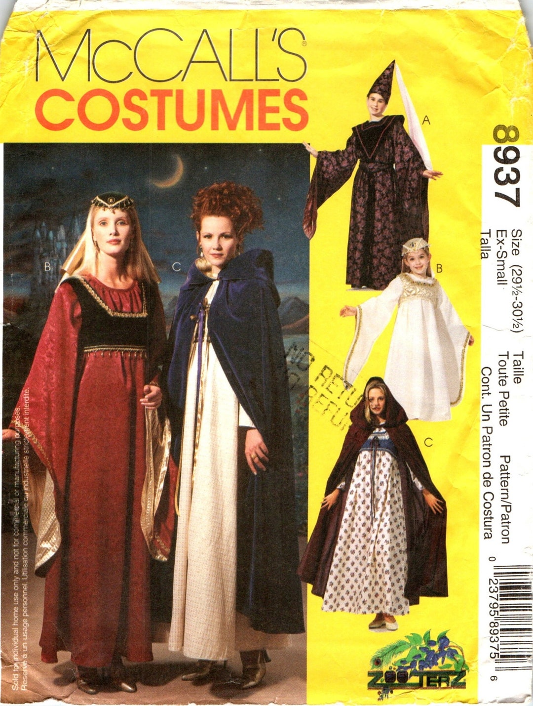 Girls Misses Medieval Renaissance Costume Sewing Pattern Size 14 16 ...