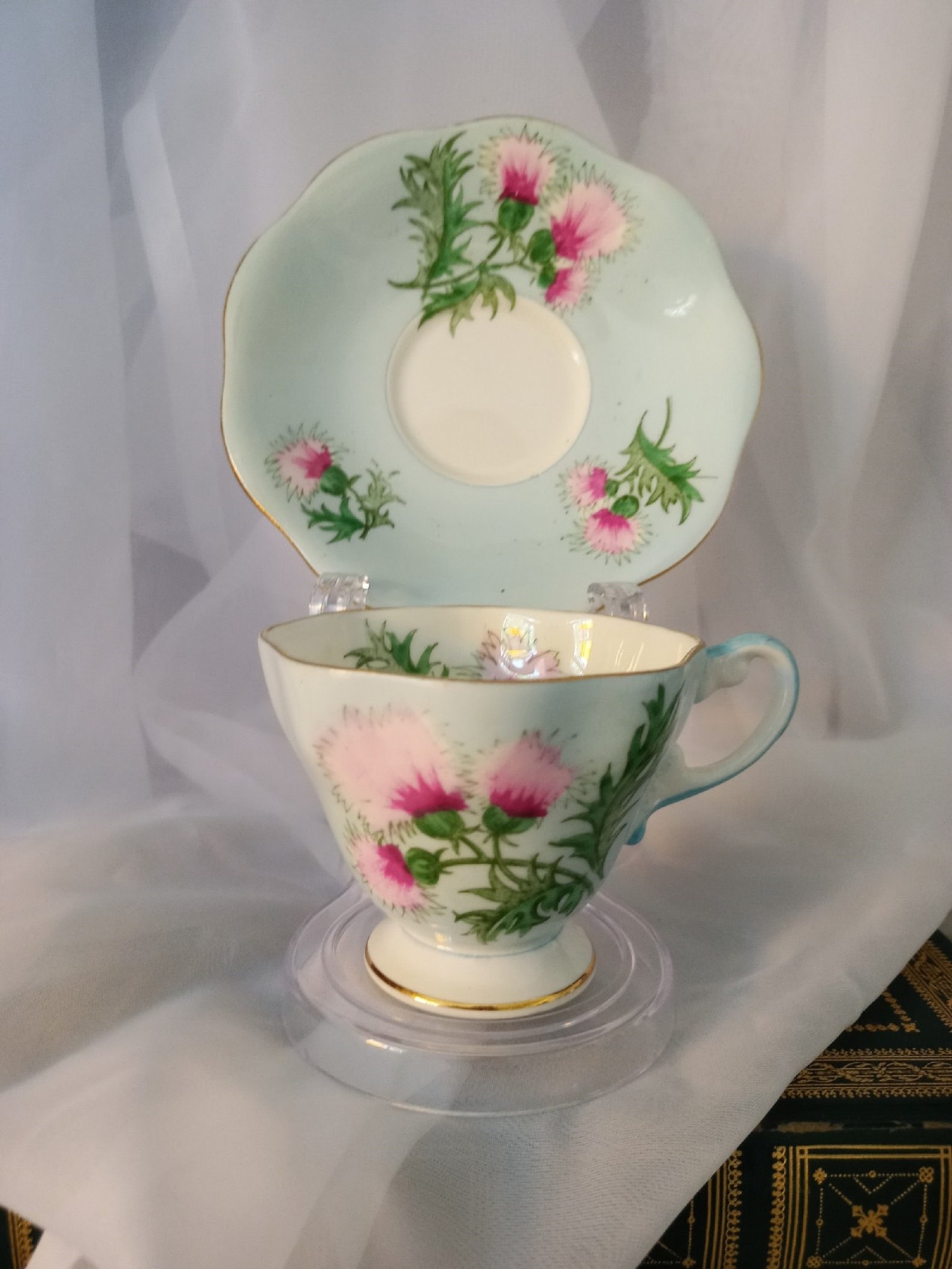 FOLEY TEACUP and SAUCER Foley China Glengarry Thistle Set - Etsy