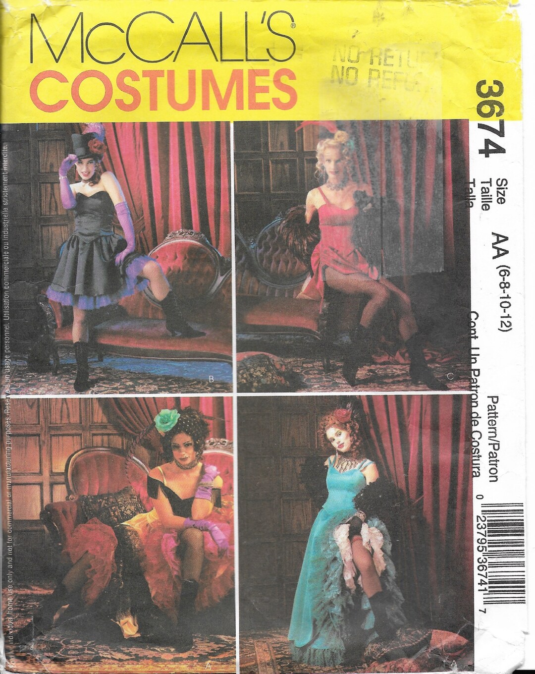 CAN CAN Wild West Saloon Girl Dress Costume Making Sewing - Etsy