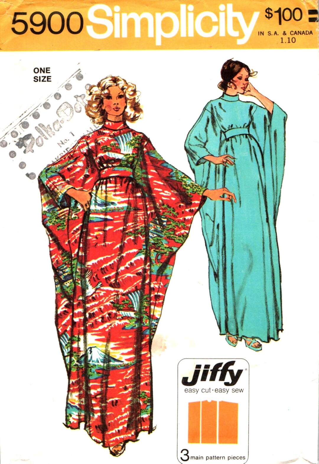 Caftan / Kaftan Sewing Pattern for Women, Misses Size 10 12 14 16 ...