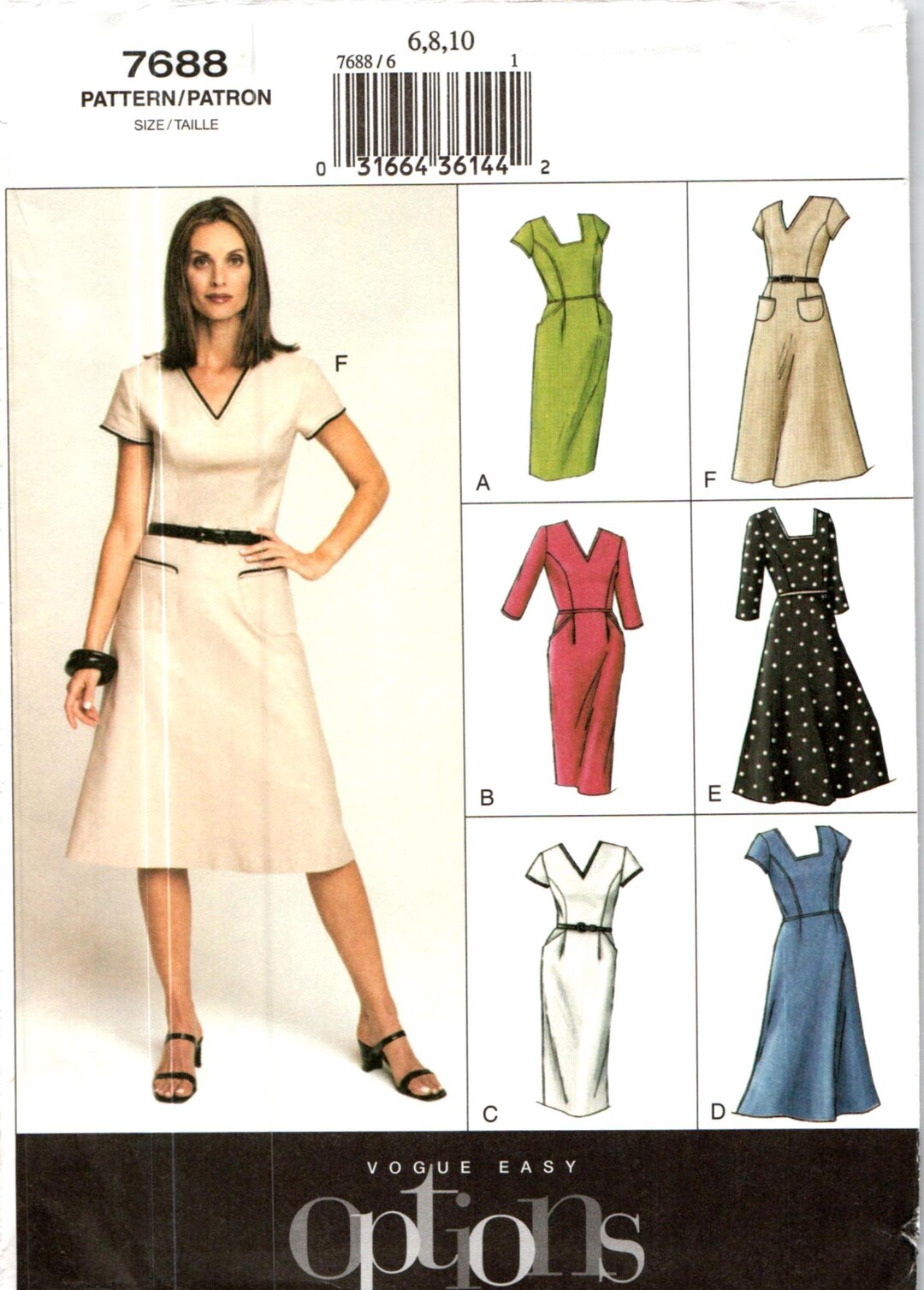 EASY Vogue Easy Options Sewing Pattern 7688, DRESS | DRESSES for Women ...