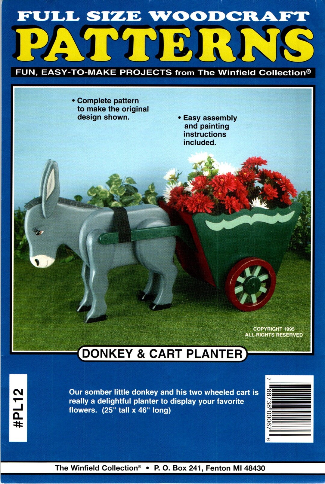 Donkey and Cart Planter Woodcraft Pattern, Full-size Pattern, Easy Assembly, Painting ...