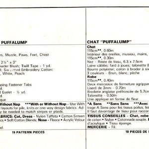 CAT PUFFALUMP Toy Craft Sewing Pattern, Mccall's 3016 854 Stuffed ...