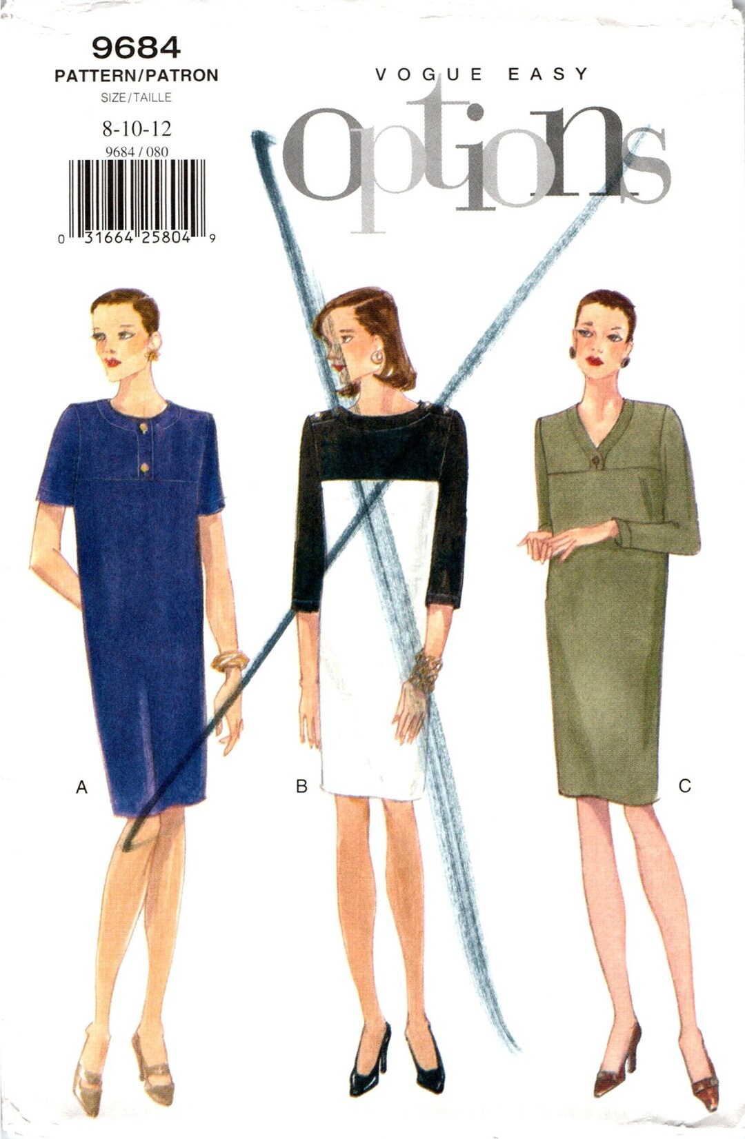 Vogue Easy Options Petite Tapered Dress Dress Sewing Pattern, Loose ...