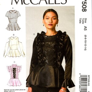 CLOSE FITTING PEPLUM Tops Sewing Pattern, Misses Women Size 6 8 10 12 ...