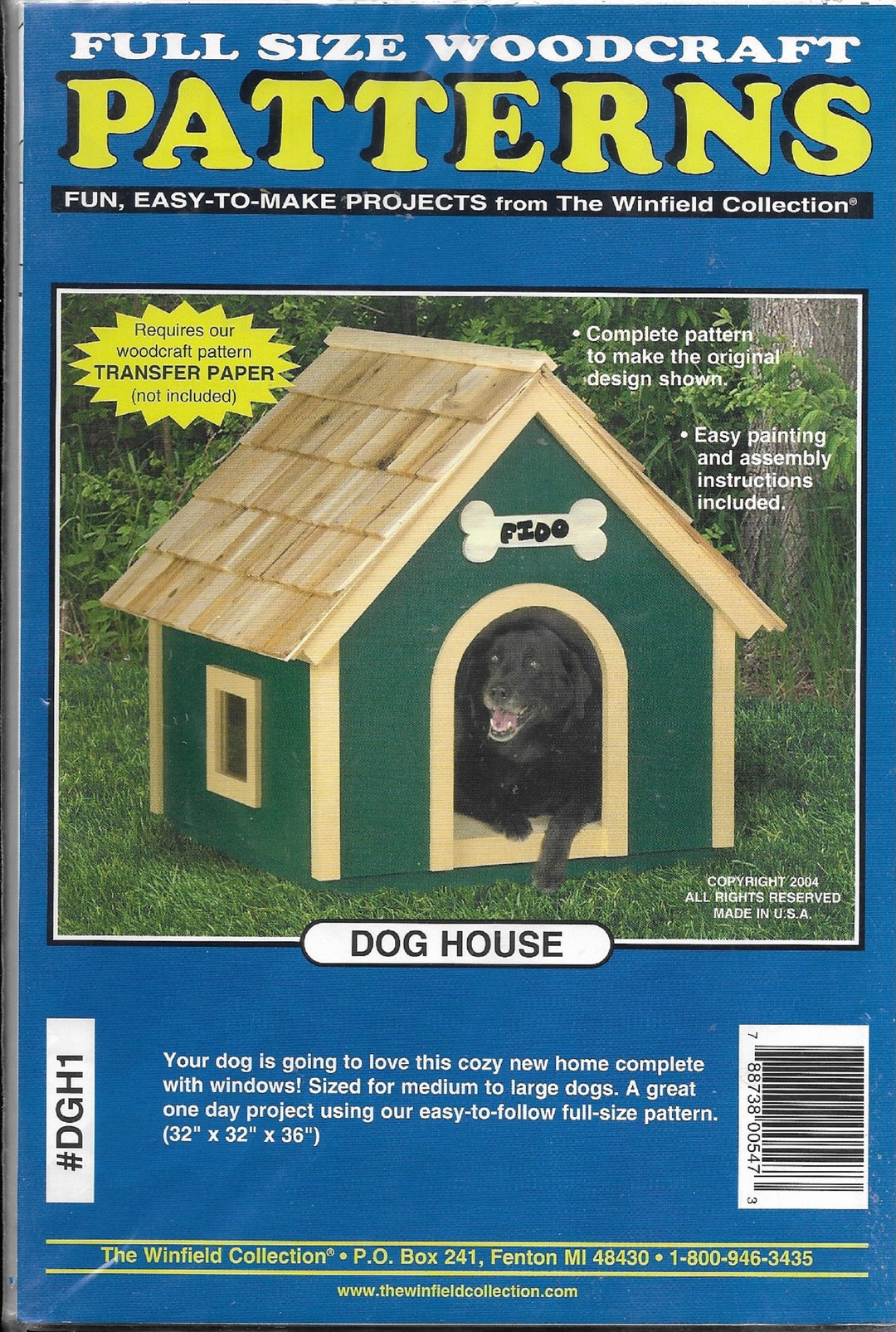 DOG HOUSE PATTERN, Woodcraft Pattern, Full-size Pattern, Size - 32" X ...