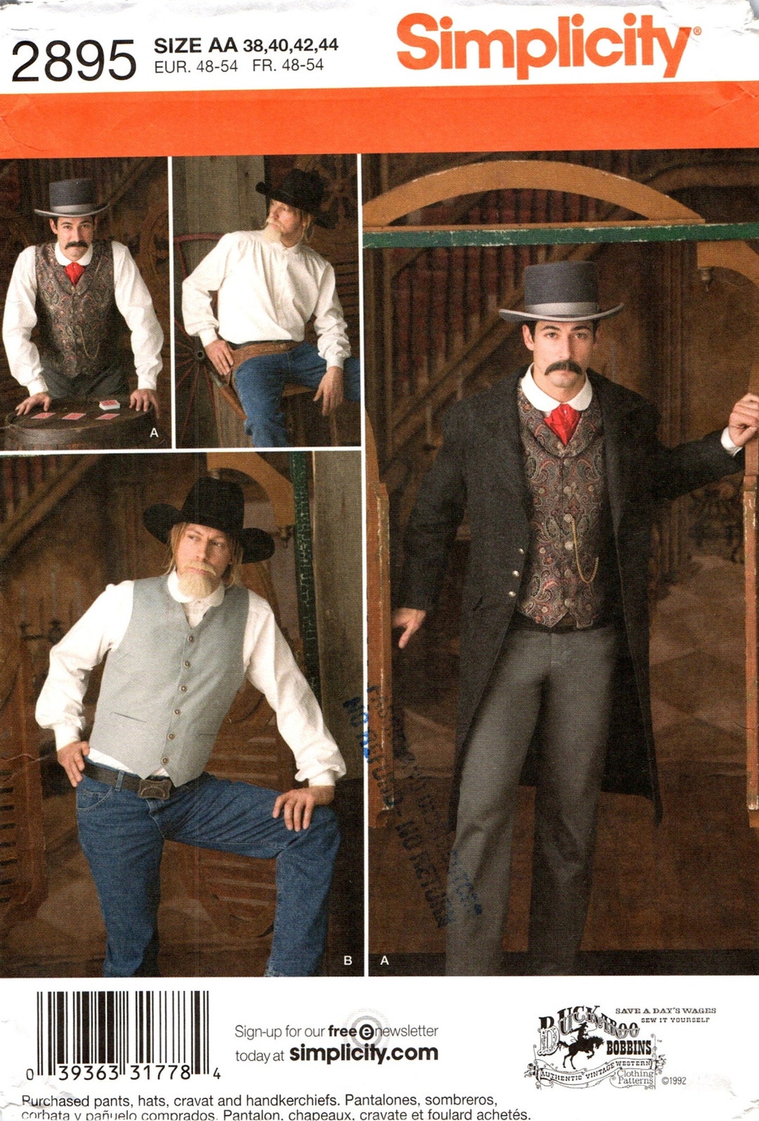 Costume Sewing Patterns WEALTHY RANCHER, COWBOY Wild West Men Suit ...